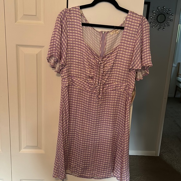 Rewind | Dresses | Rewind Little Cuff Sleeves Purple And White Mini ...